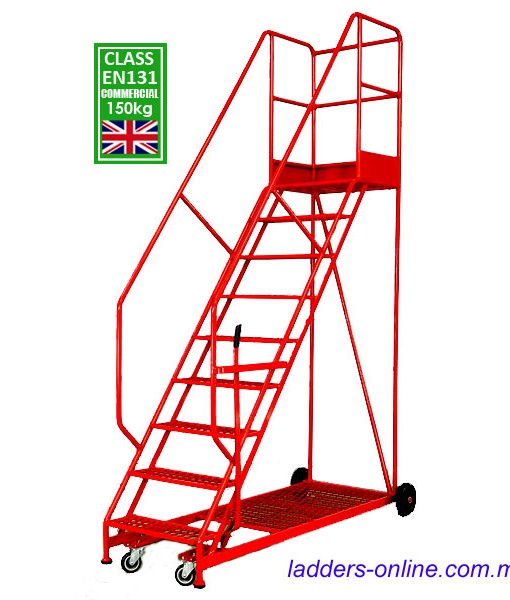 Industrial Platform Trolley Ladder - 150kg Rating